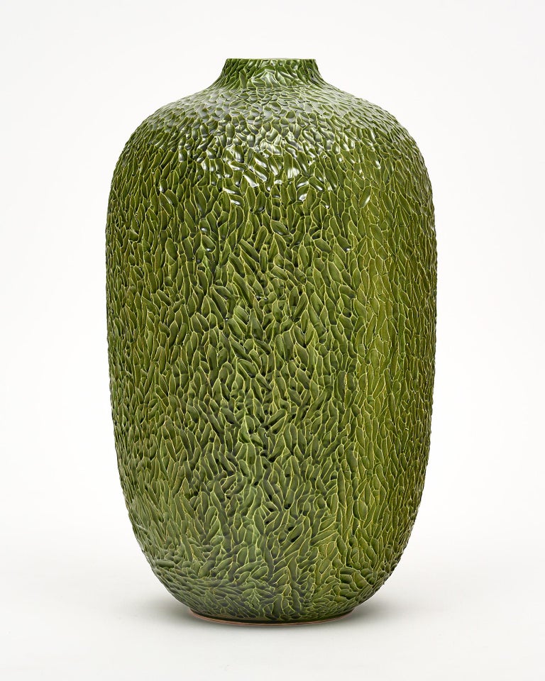 Vintage Italian Green Ceramic Vase For Sale at 1stDibs