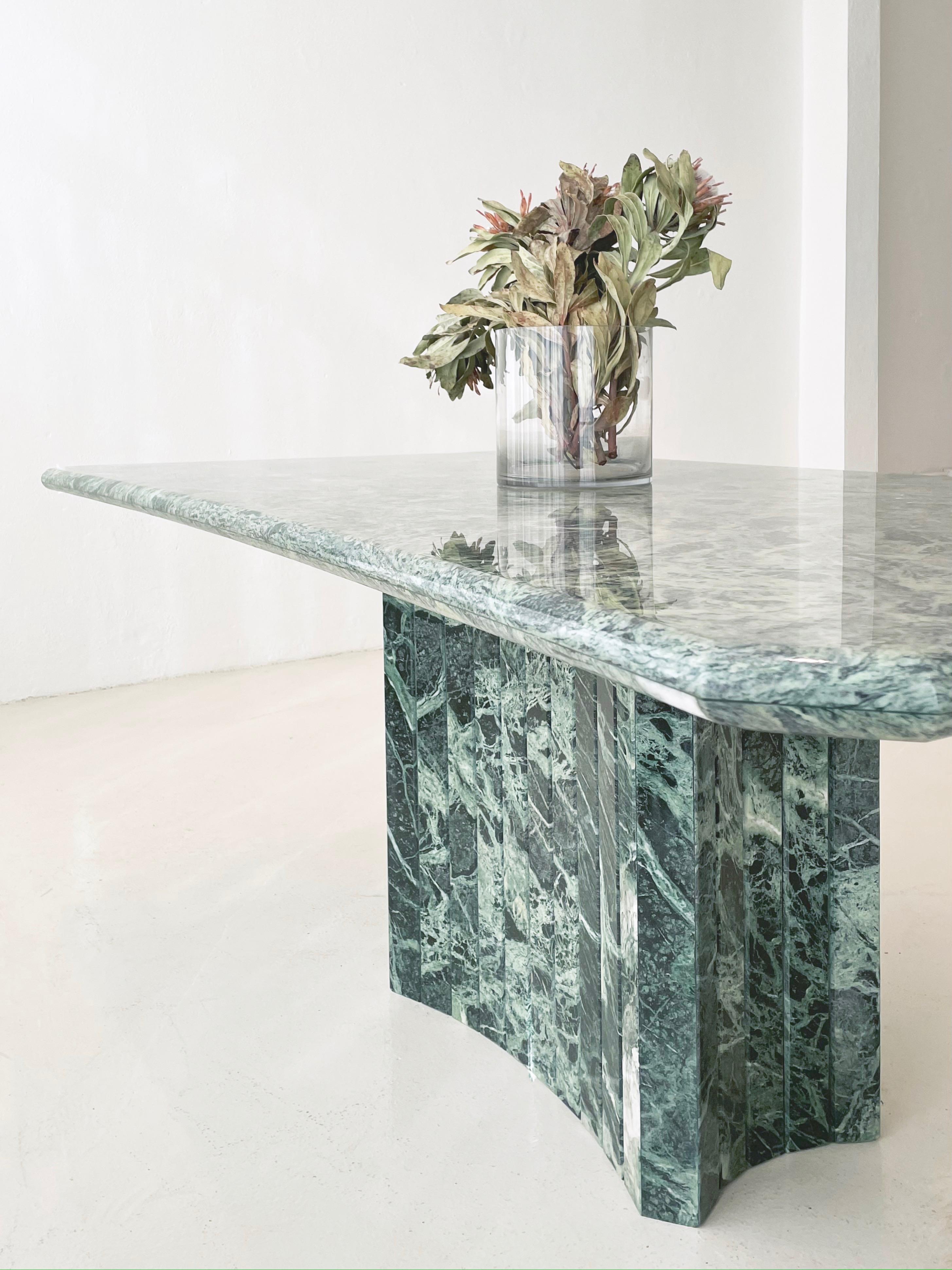 Vintage Italian Green Marble Dining Table For Sale at 1stDibs