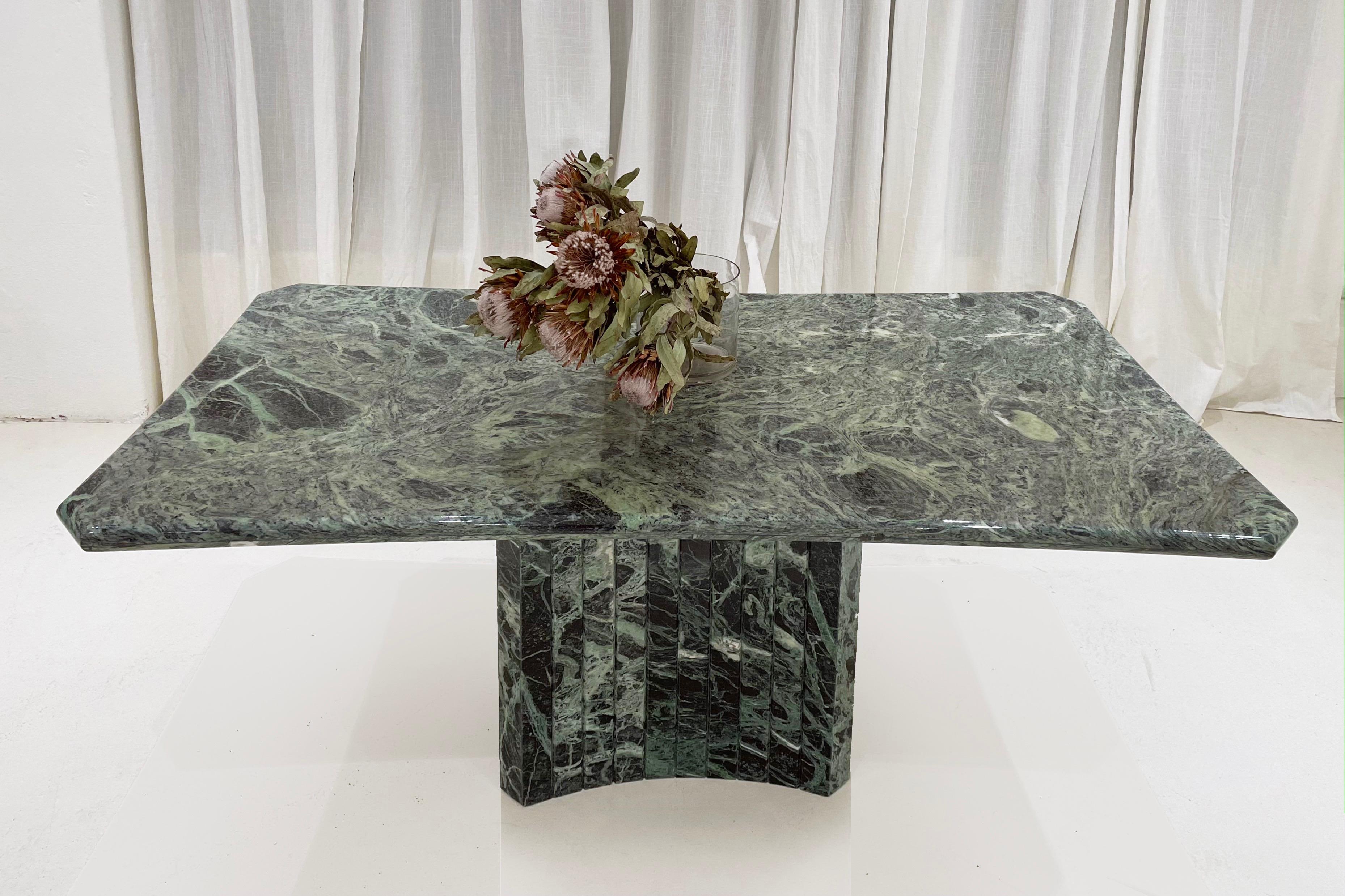 Vintage Italian Green Marble Dining Table For Sale at 1stDibs