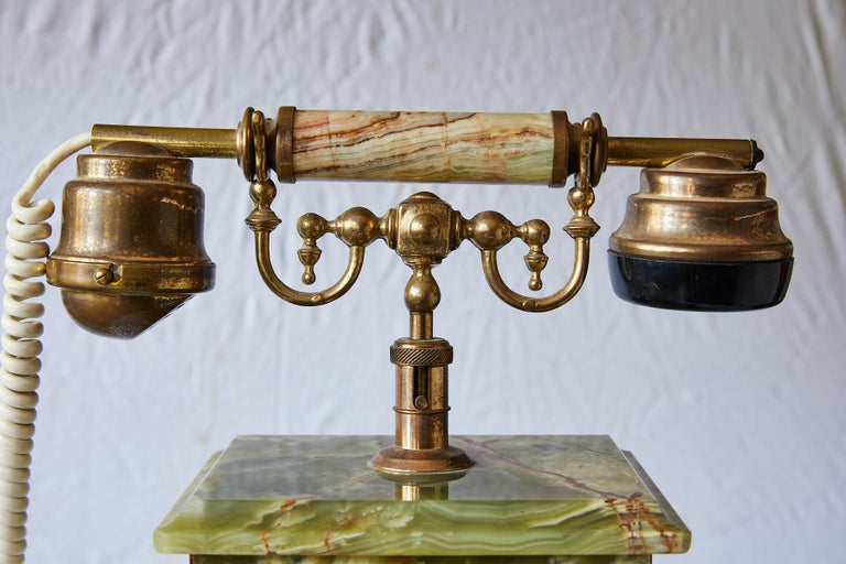 Vintage Italian Green Onyx and Gilded Bronze Telephone at 1stDibs