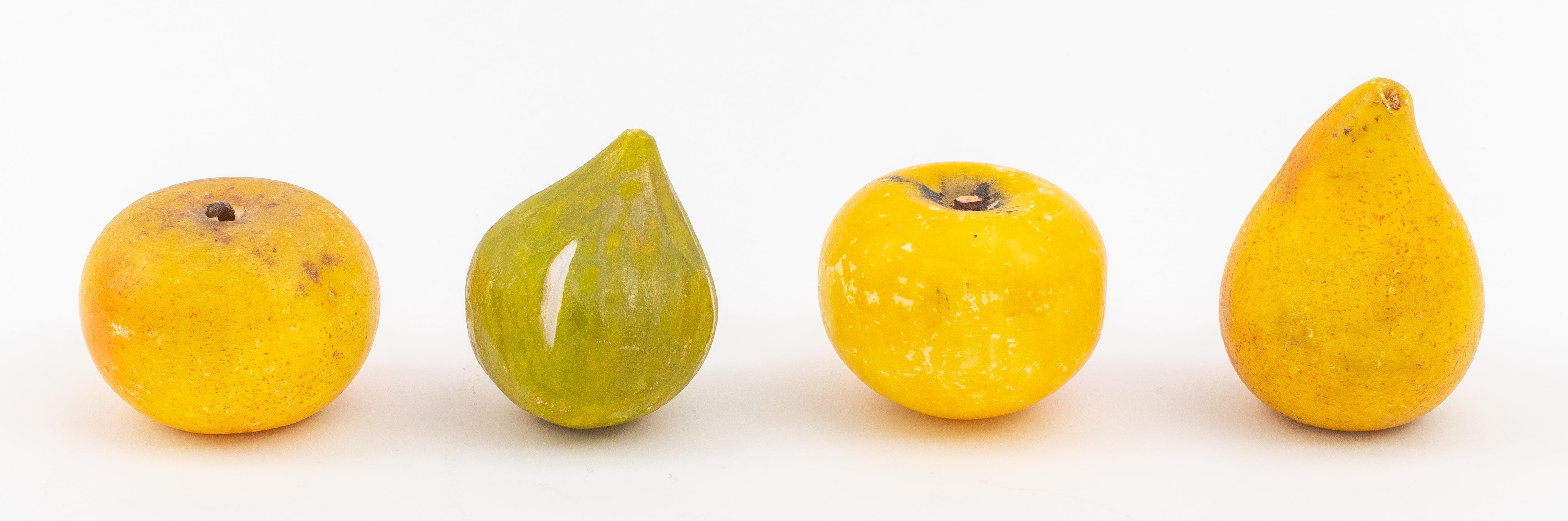 Vintage Italian Hand Painted Alabaster Stone Fruit and Wood Bowl For ...