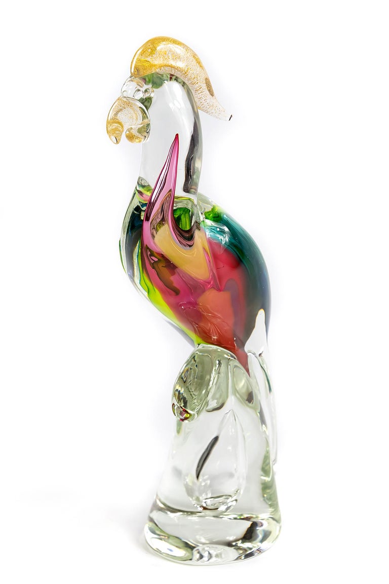 Vintage Italian Handmade Crystal Figure Parrot by Marcolin at 1stDibs