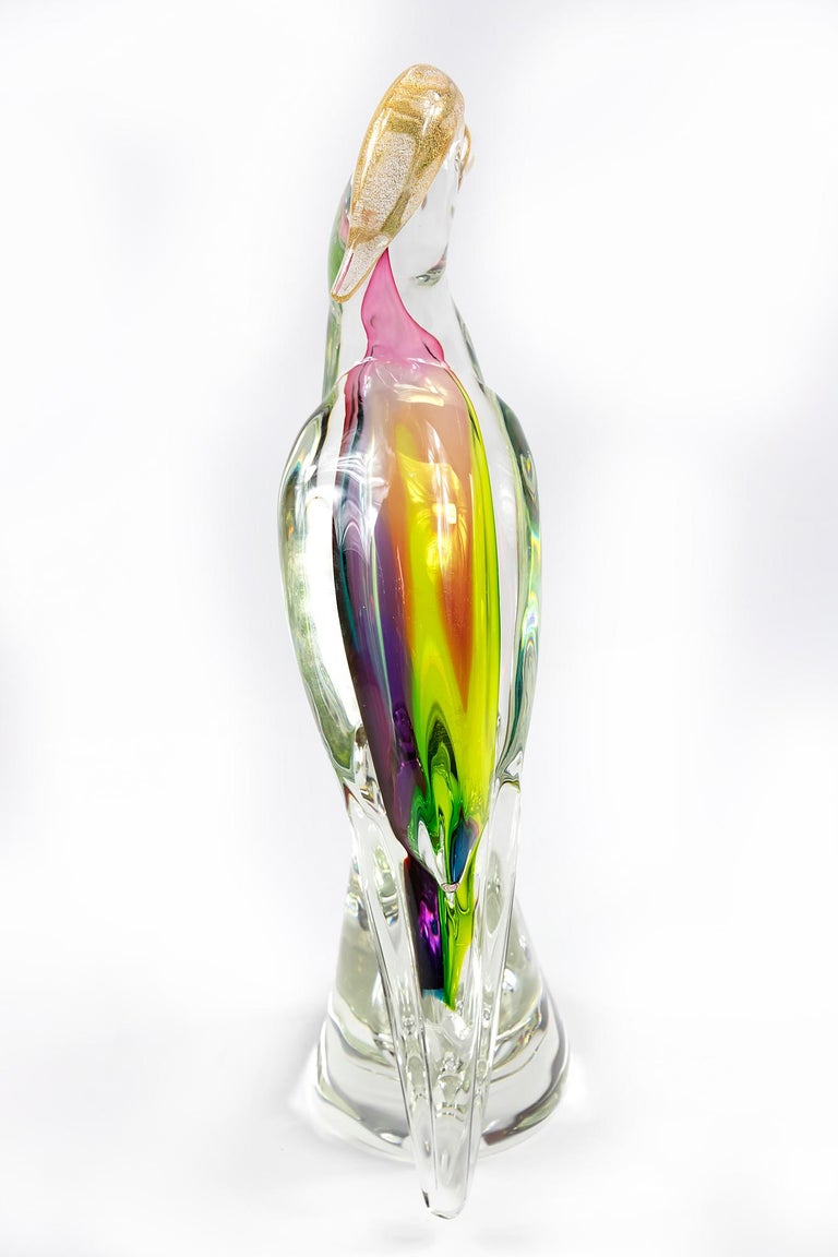 Vintage Italian Handmade Crystal Figure Parrot by Marcolin at 1stDibs