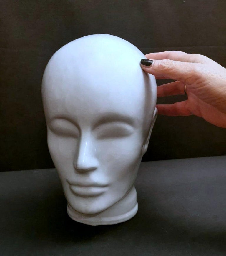 Vintage Italian Head in White Glazed Ceramic For Sale at 1stDibs