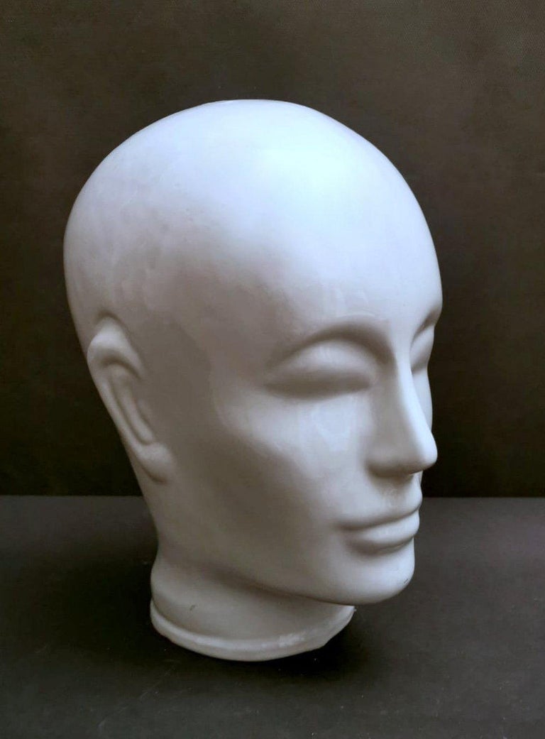Vintage Italian Head in White Glazed Ceramic For Sale at 1stDibs