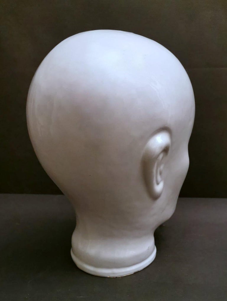Vintage Italian Head in White Glazed Ceramic For Sale at 1stDibs