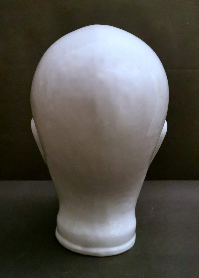 Vintage Italian Head in White Glazed Ceramic For Sale at 1stDibs