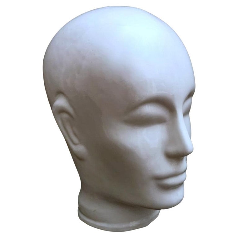 Vintage Italian Head in White Glazed Ceramic For Sale at 1stDibs