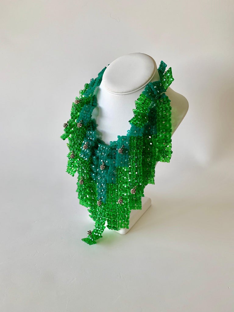 Vintage Italian High Fashion Ombre Statement Bib Necklace For Sale at ...