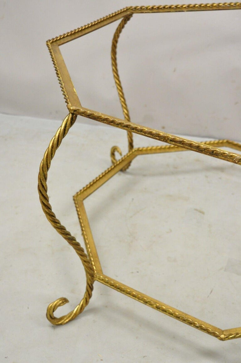 Vintage Italian Hollywood Regency Gold Gilt Iron Rope Metal Coffee ...