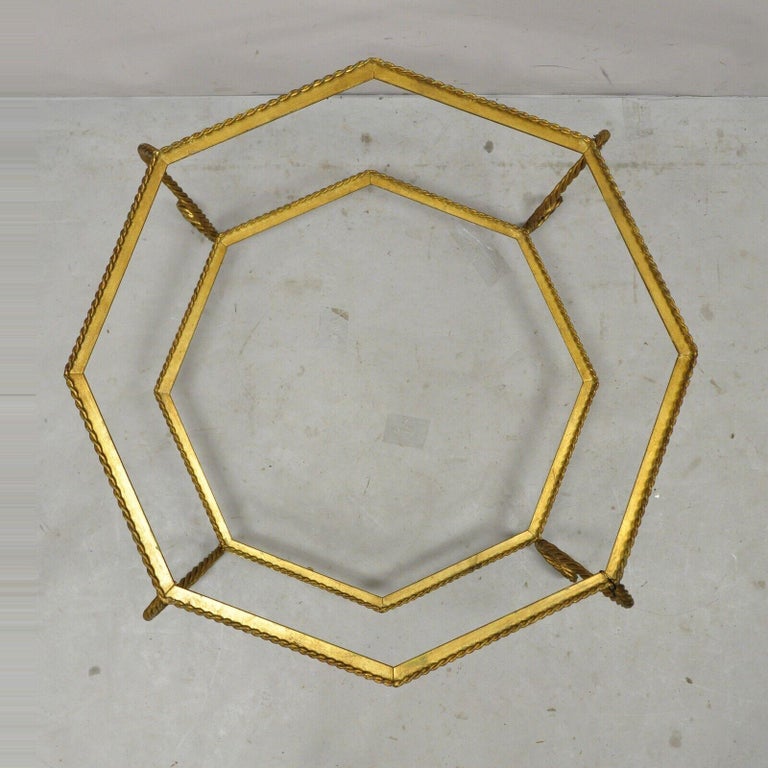 Vintage Italian Hollywood Regency Gold Gilt Iron Rope Metal Coffee ...