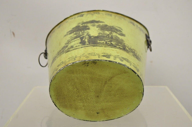 Vintage Italian Hollywood Regency Green Tole Metal Trash Can ...