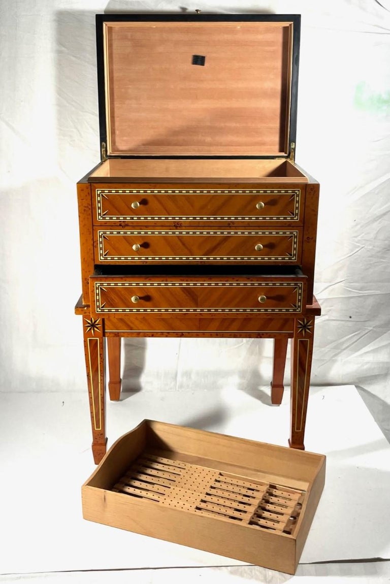 Vintage Italian Inlaid Cigar Humidor Chest Stand Side Table at 1stDibs