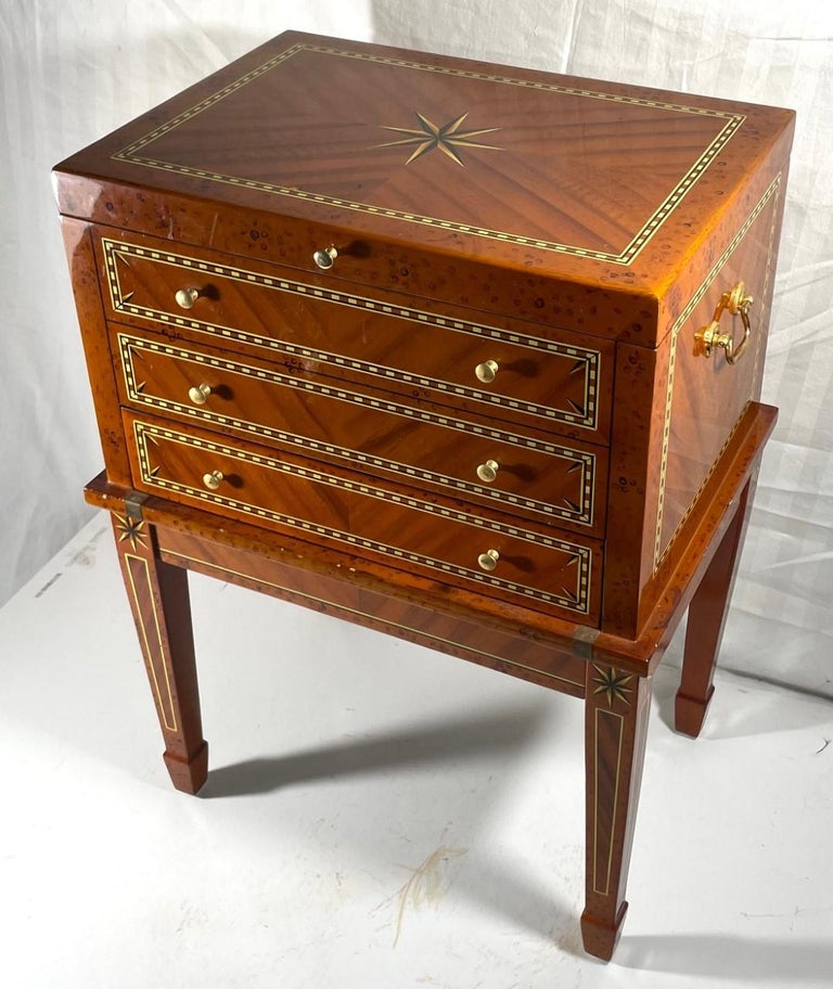Vintage Italian Inlaid Cigar Humidor Chest Stand Side Table at 1stDibs
