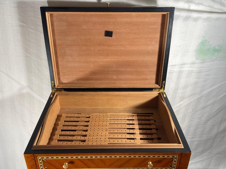 Vintage Italian Inlaid Cigar Humidor Chest Stand Side Table at 1stDibs