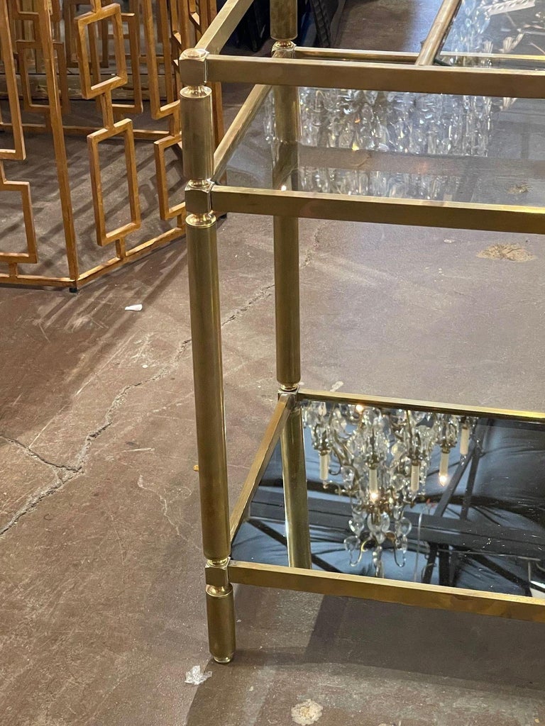 Vintage Italian Jansen Style Brass and Glass Console For Sale at 1stDibs