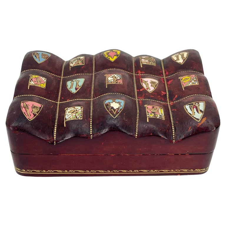 Vintage Italian Jewelry Box in Burgundy Leather, Circa 1950's For Sale ...