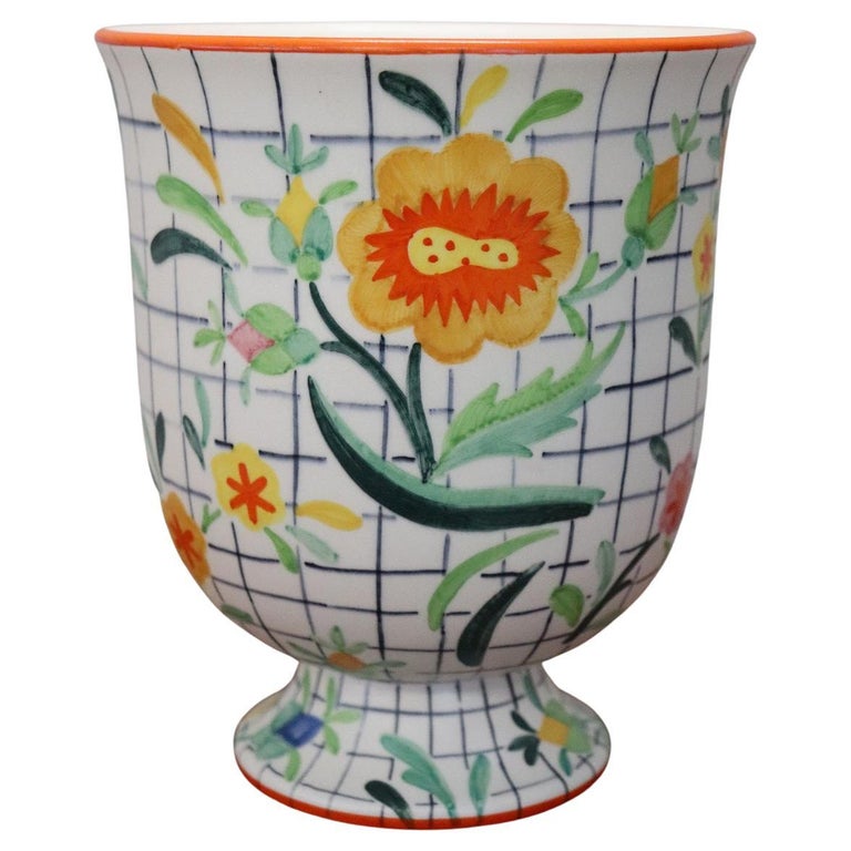 Vintage Italian Lenci Hand Painted Ceramic Vase 1930s at 1stDibs