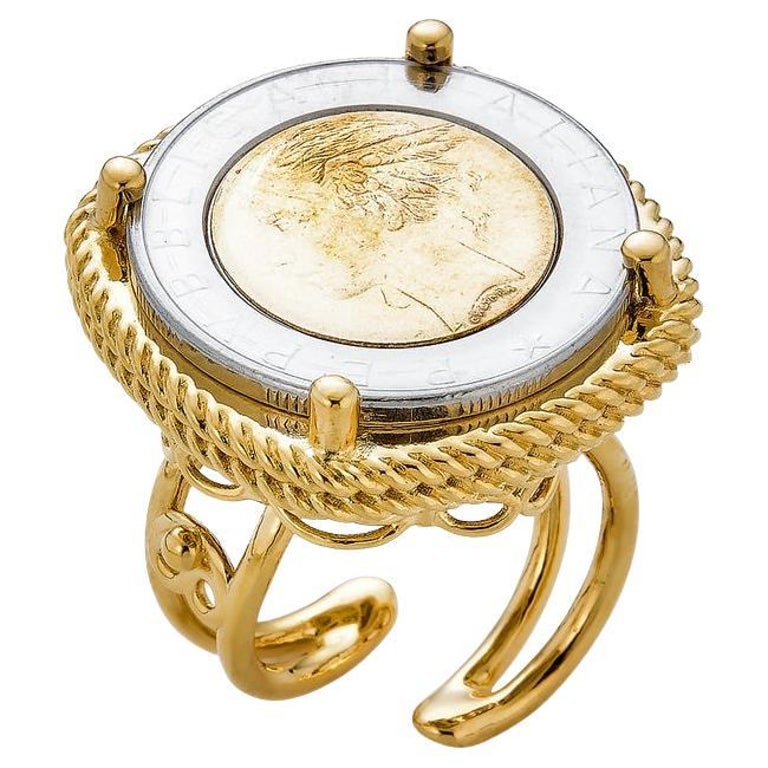 Vintage Italian lira Coin 18K Gold Plated Ring Italian Made For Sale at ...