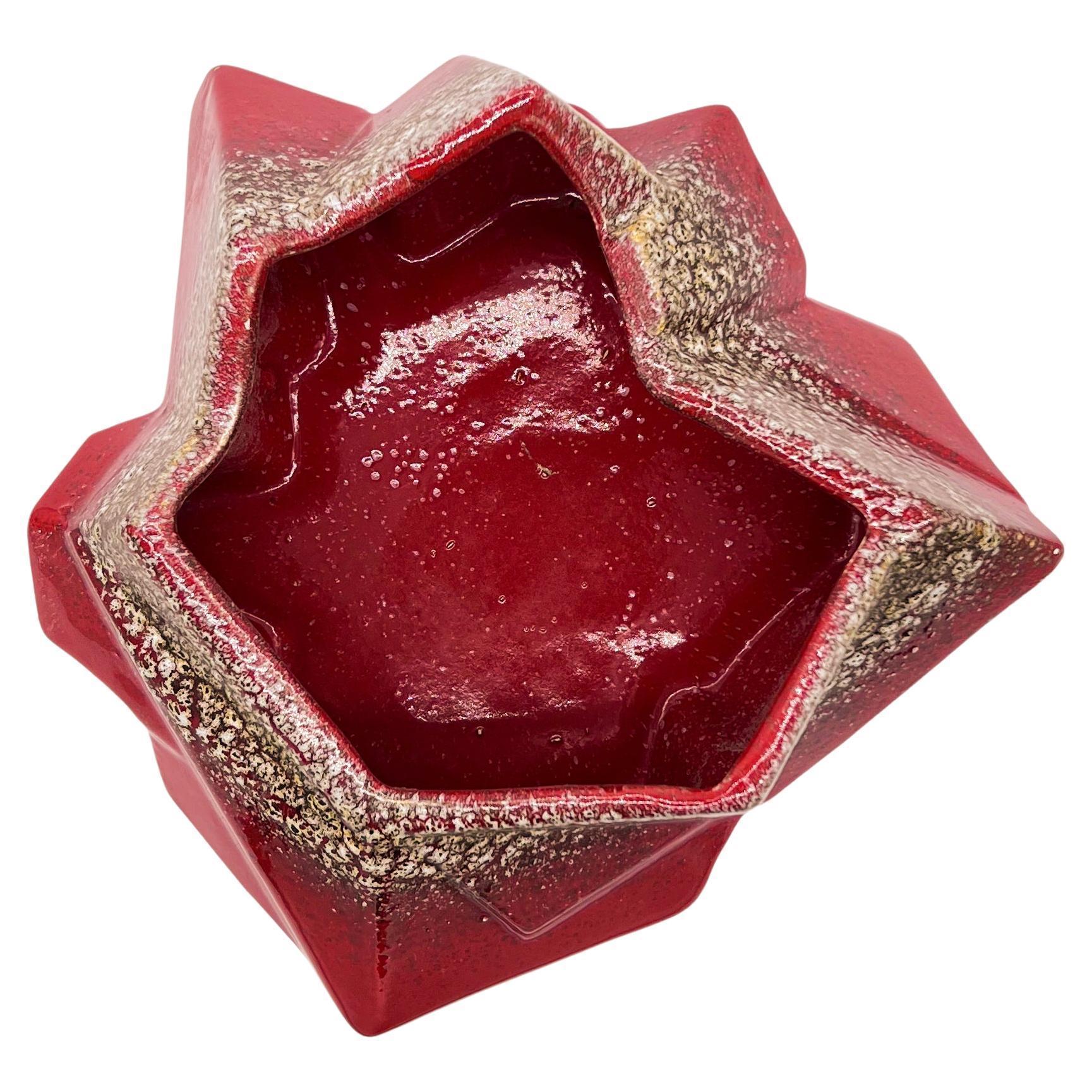 Vintage Italian Made Abstract Red Hand Painted Ceramic Bowl/Valet Tray ...