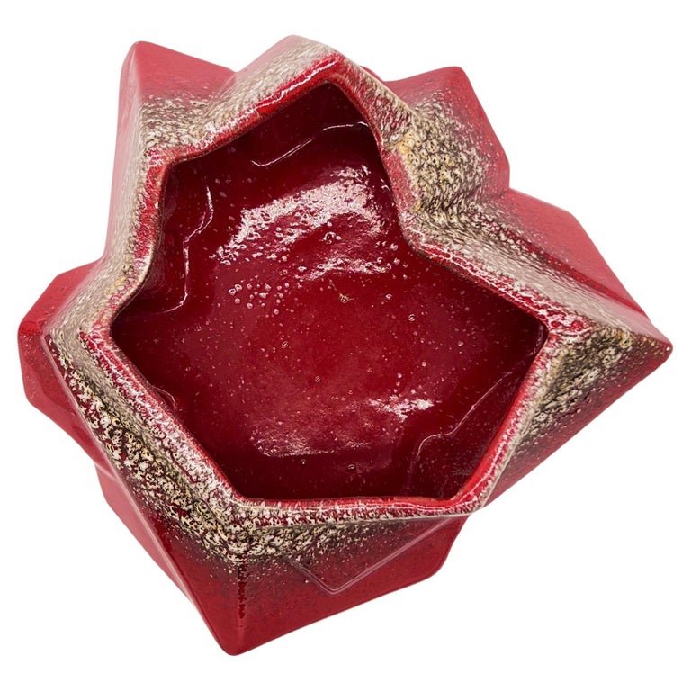 Vintage Italian Made Abstract Red Hand Painted Ceramic Bowl/Valet Tray ...