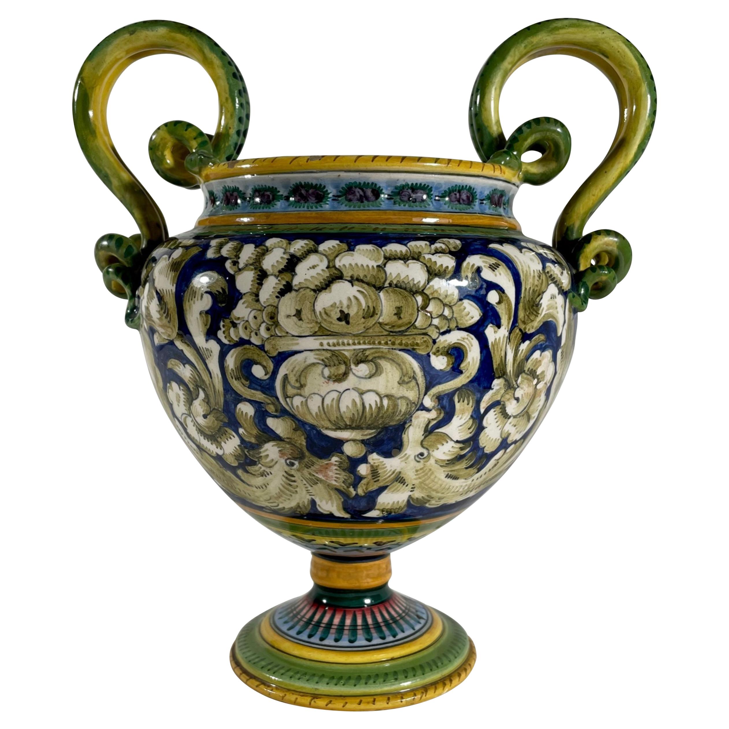 Gabbiani Venezia Glass Urn Vase with Gold Infused Handles, Italy For ...