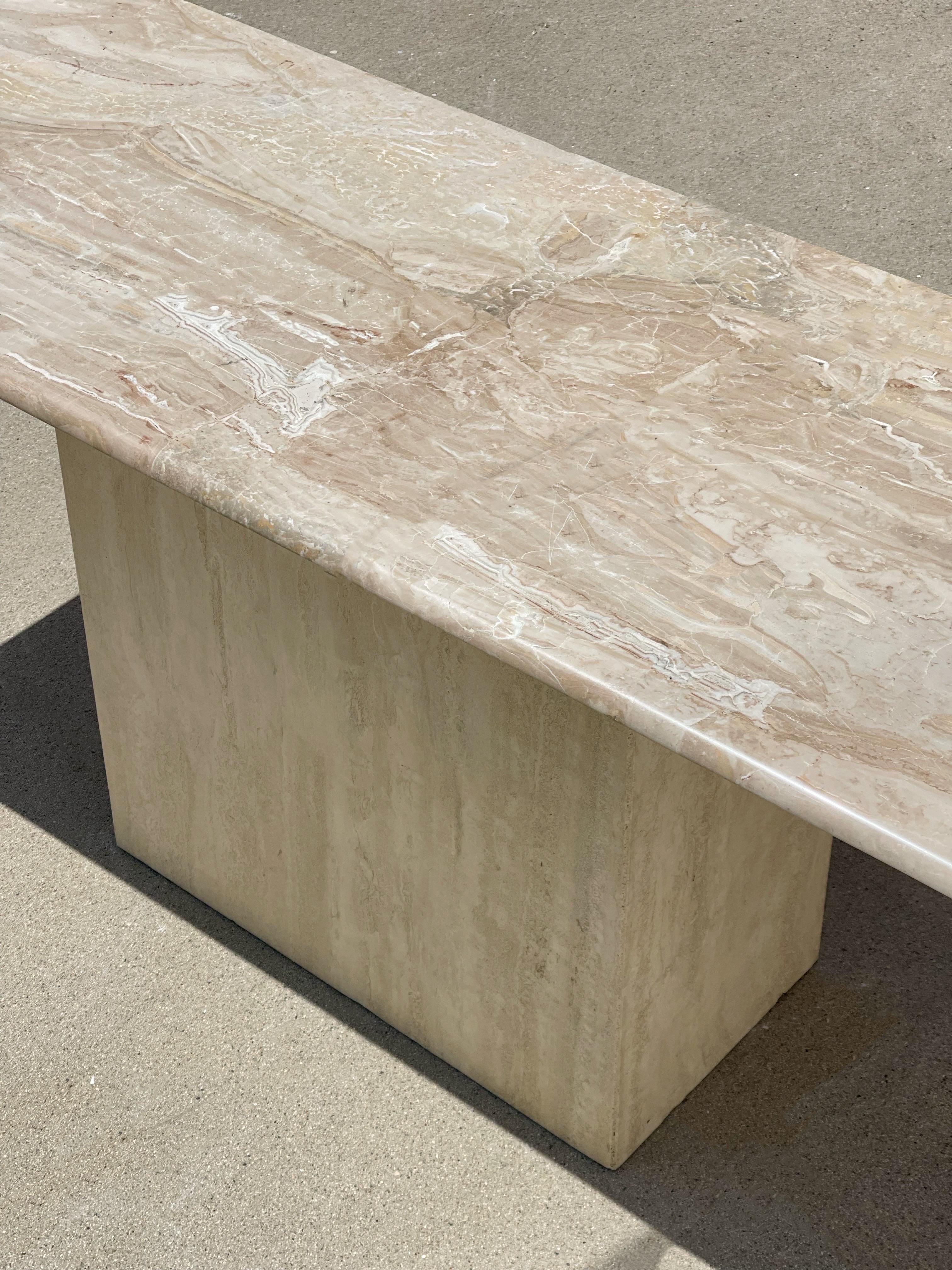 Vintage Italian Marble and Travertine Console For Sale at 1stDibs