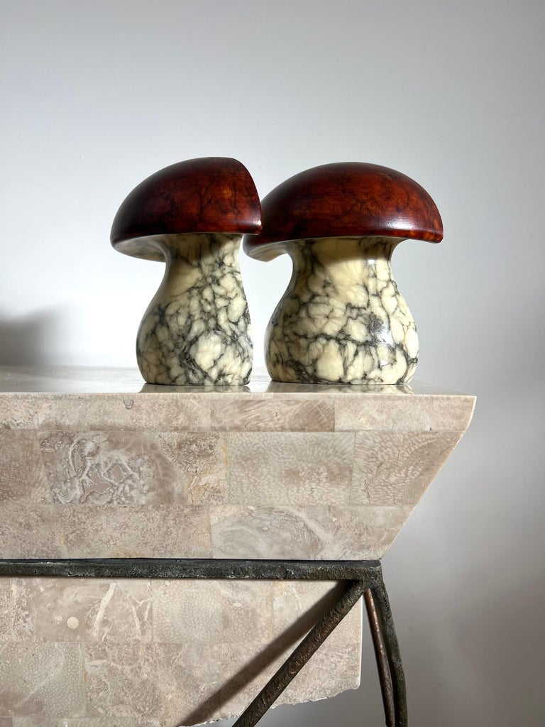 Vintage Italian Marble Mushroom Bookends by Noymer, 1960s at 1stDibs