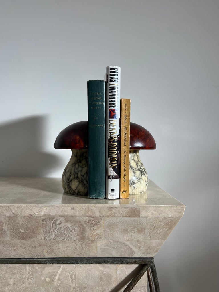 Vintage Italian Marble Mushroom Bookends by Noymer, 1960s at 1stDibs