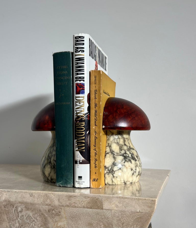 Vintage Italian Marble Mushroom Bookends by Noymer, 1960s at 1stDibs