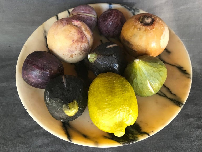 Vintage Italian Marble Tazza with Carved Fruit at 1stDibs