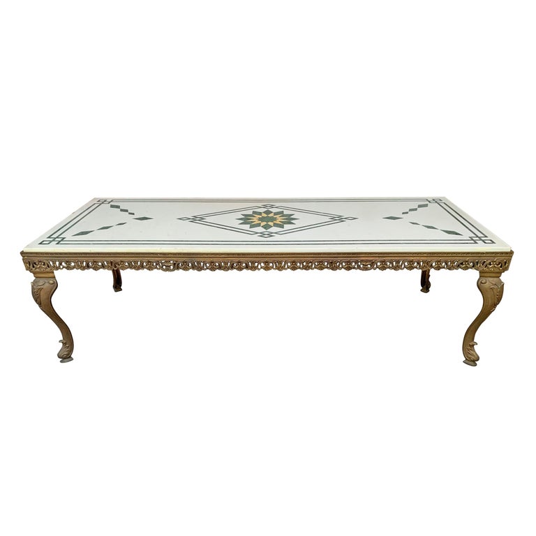 Vintage Italian Marble Top Low Table For Sale at 1stdibs