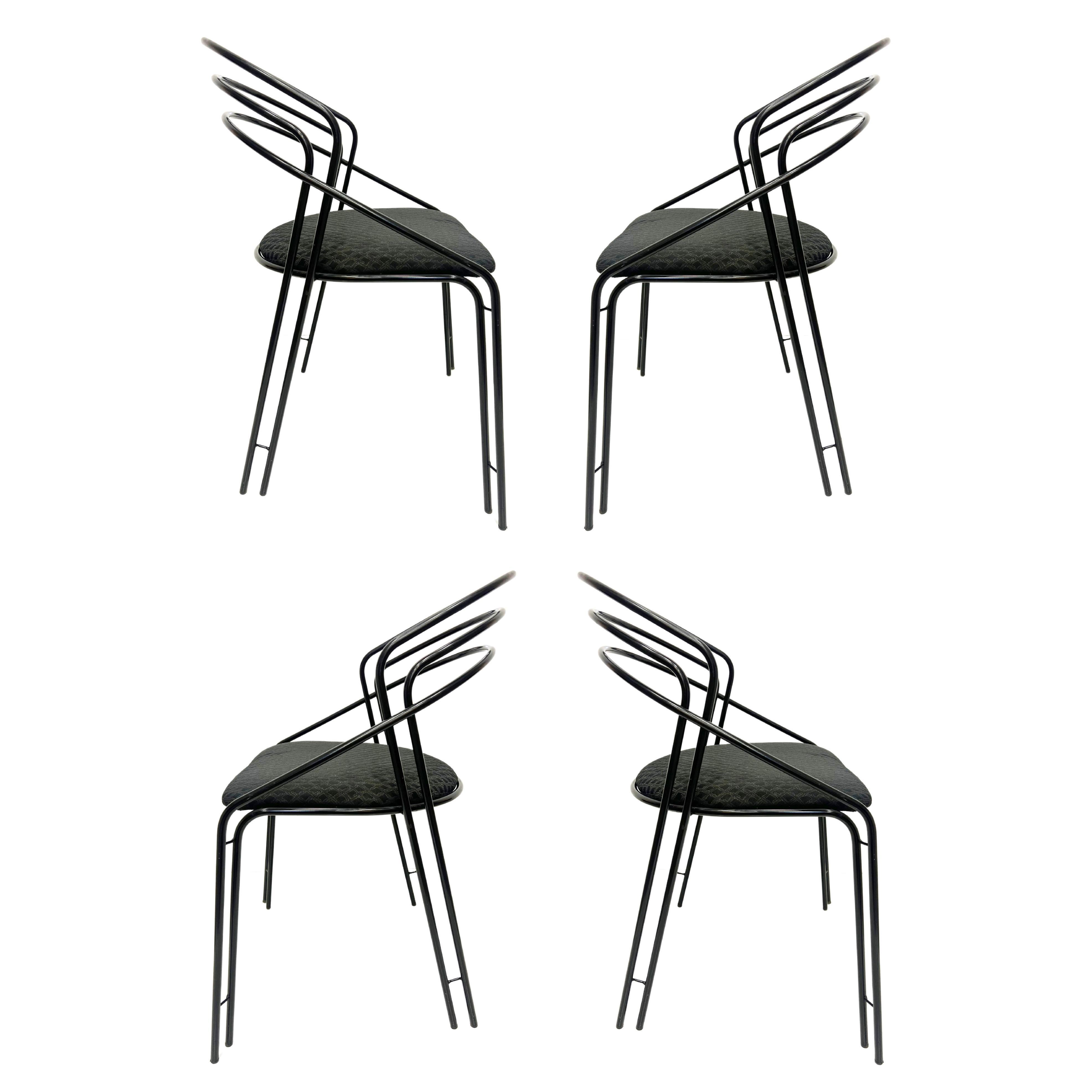 Vintage Italian Metal Post Modern Dining Armchairs, Set of Four For ...