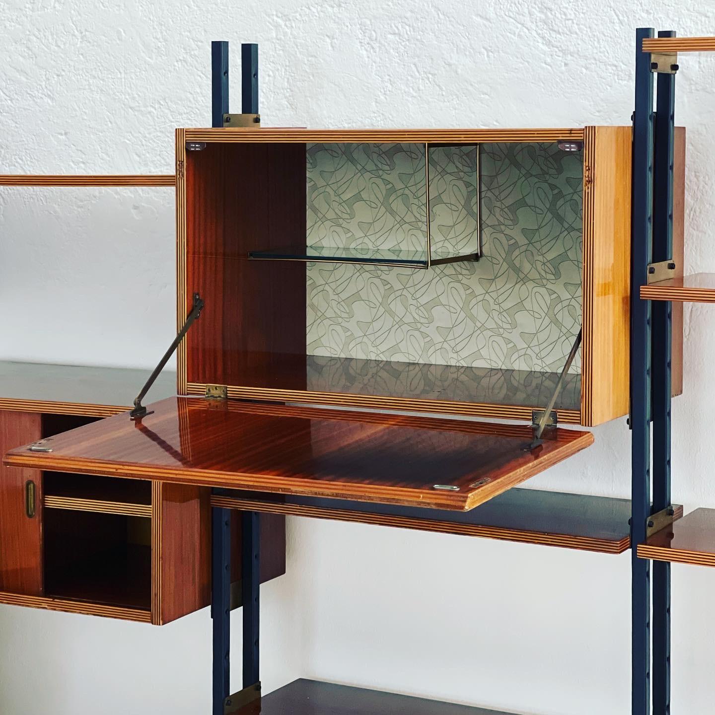 Vintage Italian Mid-Century Moder 1960s large modular bookcase, metal ...