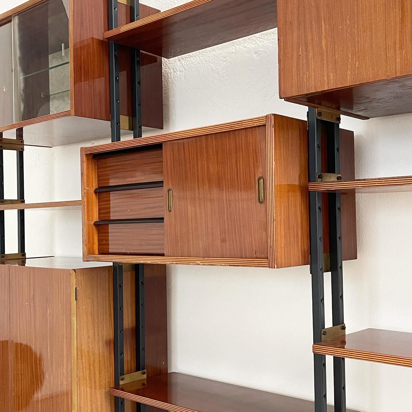 Vintage Italian Mid-Century Moder 1960s large modular bookcase, metal ...