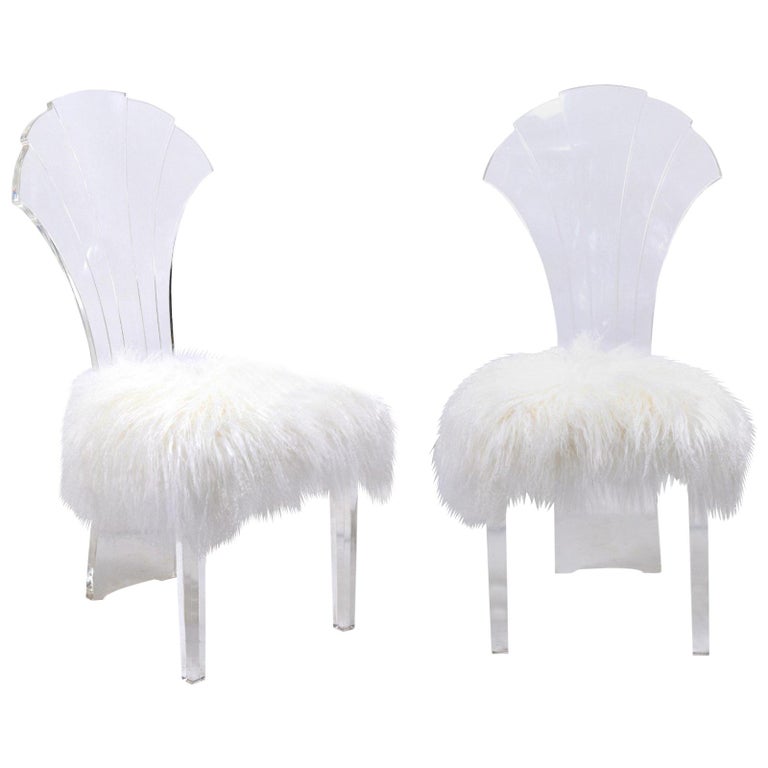 Vintage Italian Midcentury Lucite Chair with Mongolian Fur and ...