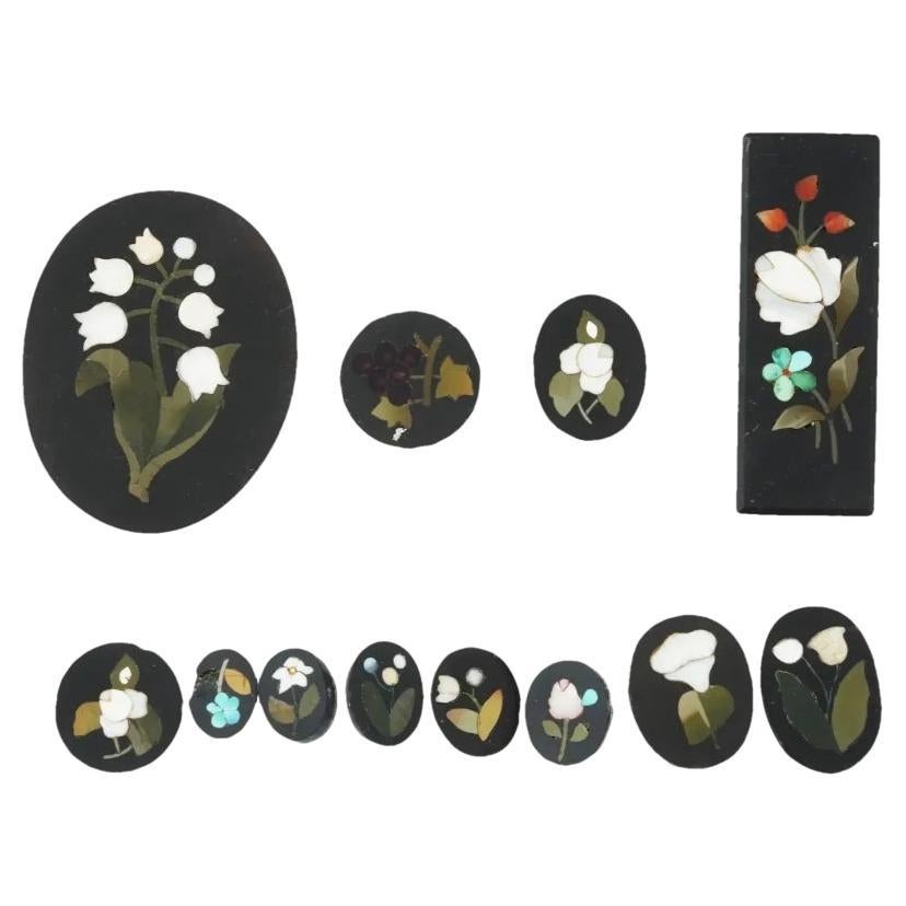 Pair Of Italian 19th Century Pietra Dura Marble Wall Decor Plaques For ...