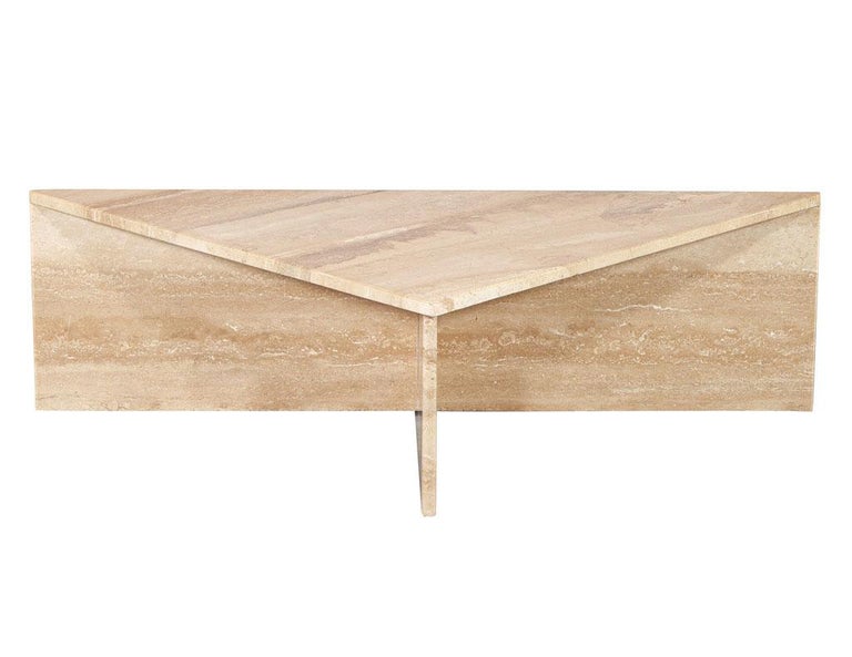 Vintage Italian Modern Travertine Triangular Corner End Cocktail Table ...