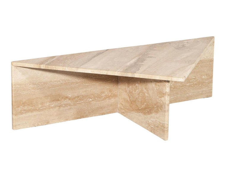 Vintage Italian Modern Travertine Triangular Corner End Cocktail Table ...