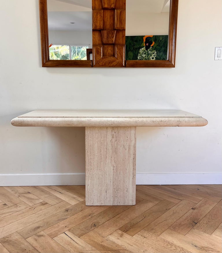 Vintage Italian Modernist Travertine Console Table by Stone ...