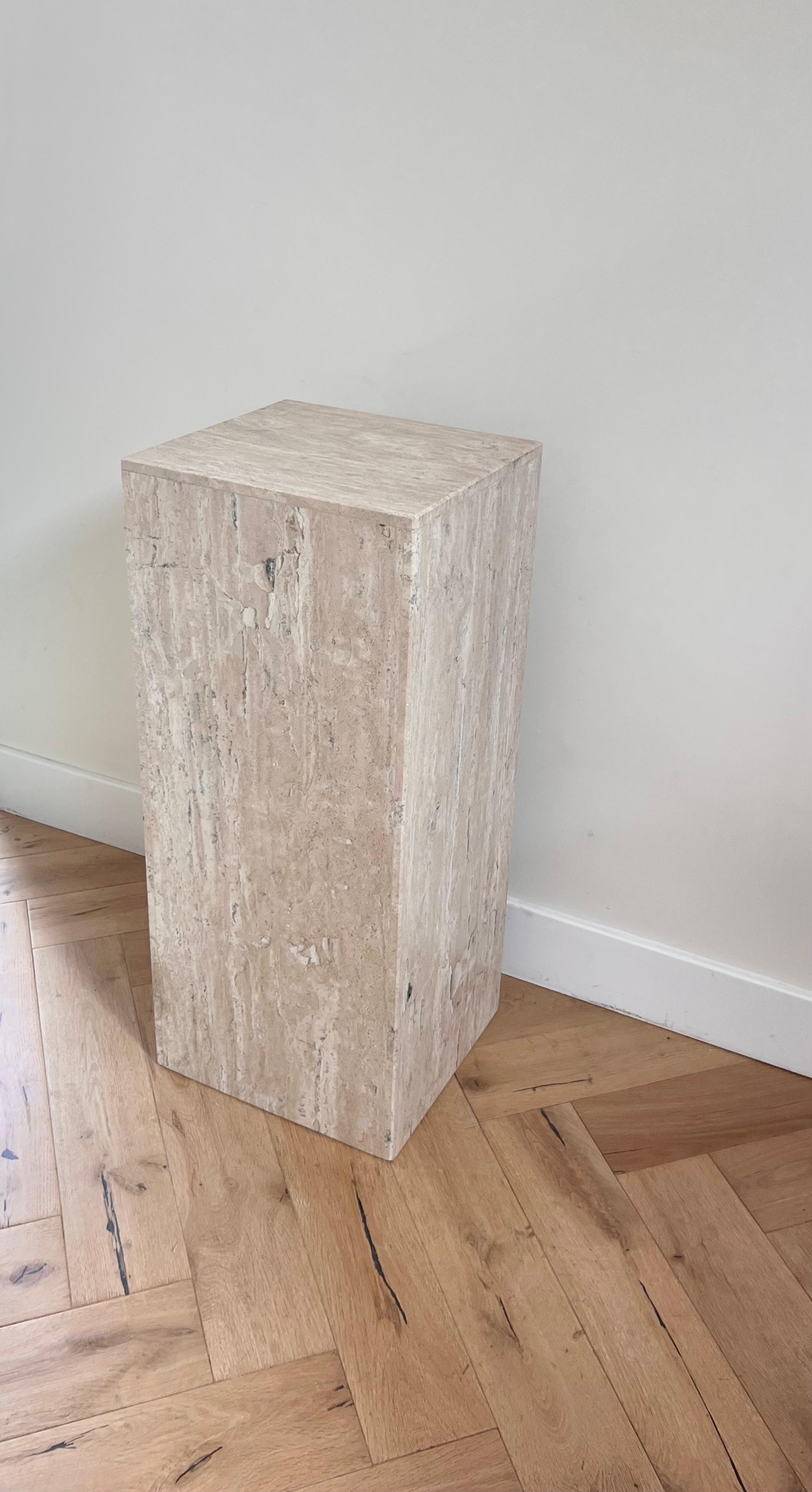 Vintage Italian Modernist Travertine Pedestal, Early 1970s For Sale at ...