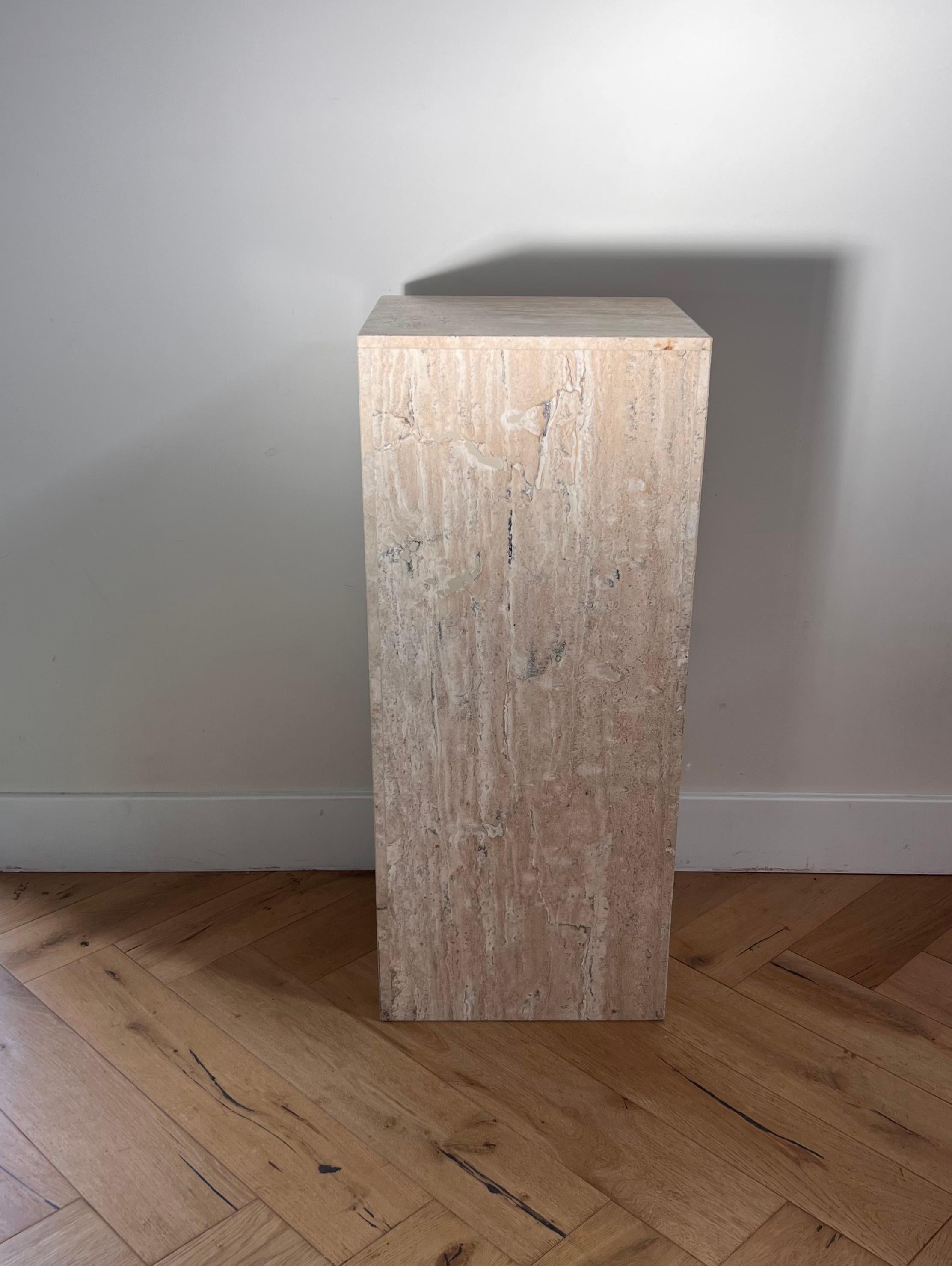Vintage Italian Modernist Travertine Pedestal, Early 1970s For Sale at ...