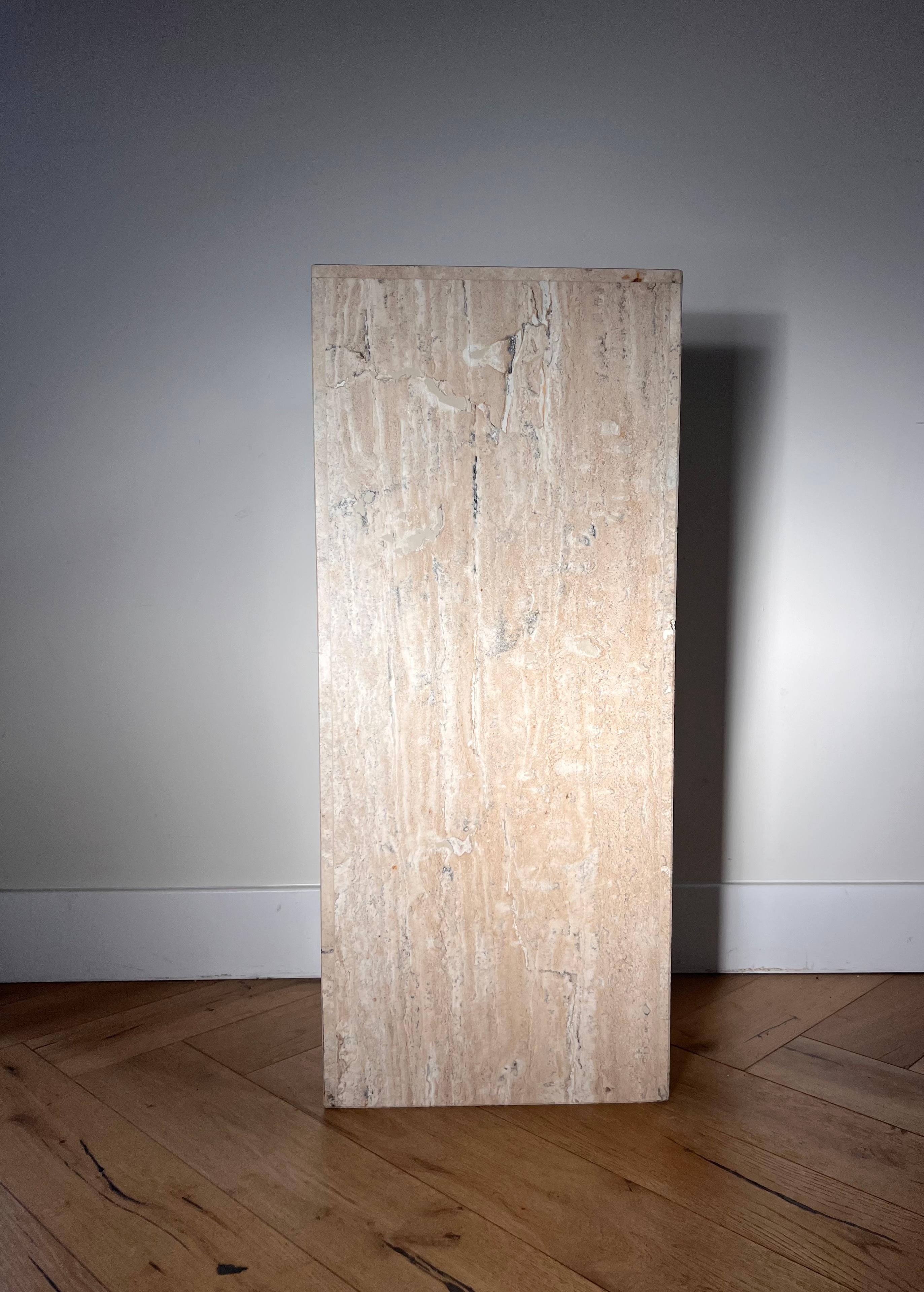 Vintage Italian Modernist Travertine Pedestal, Early 1970s For Sale at ...