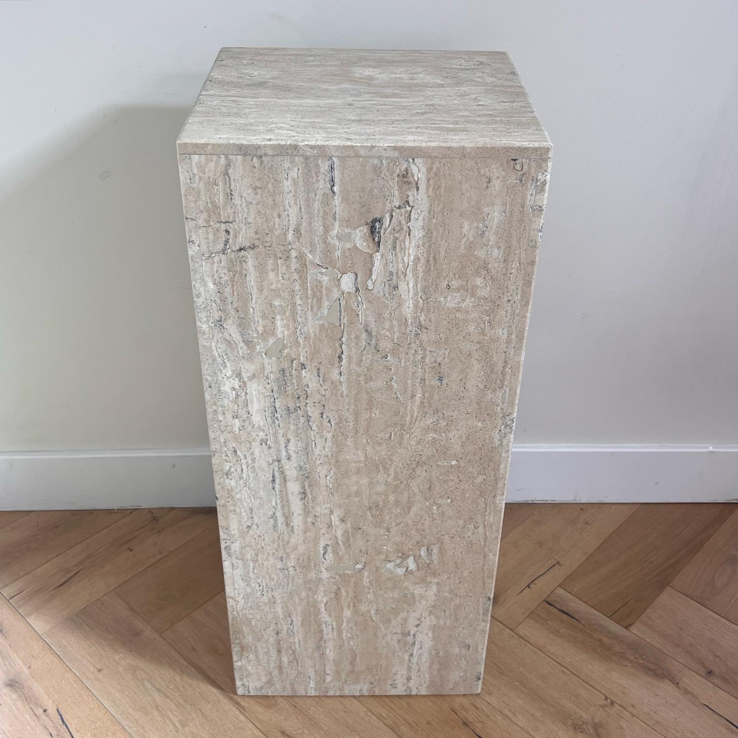 Vintage Italian Modernist Travertine Pedestal, Early 1970s For Sale at ...