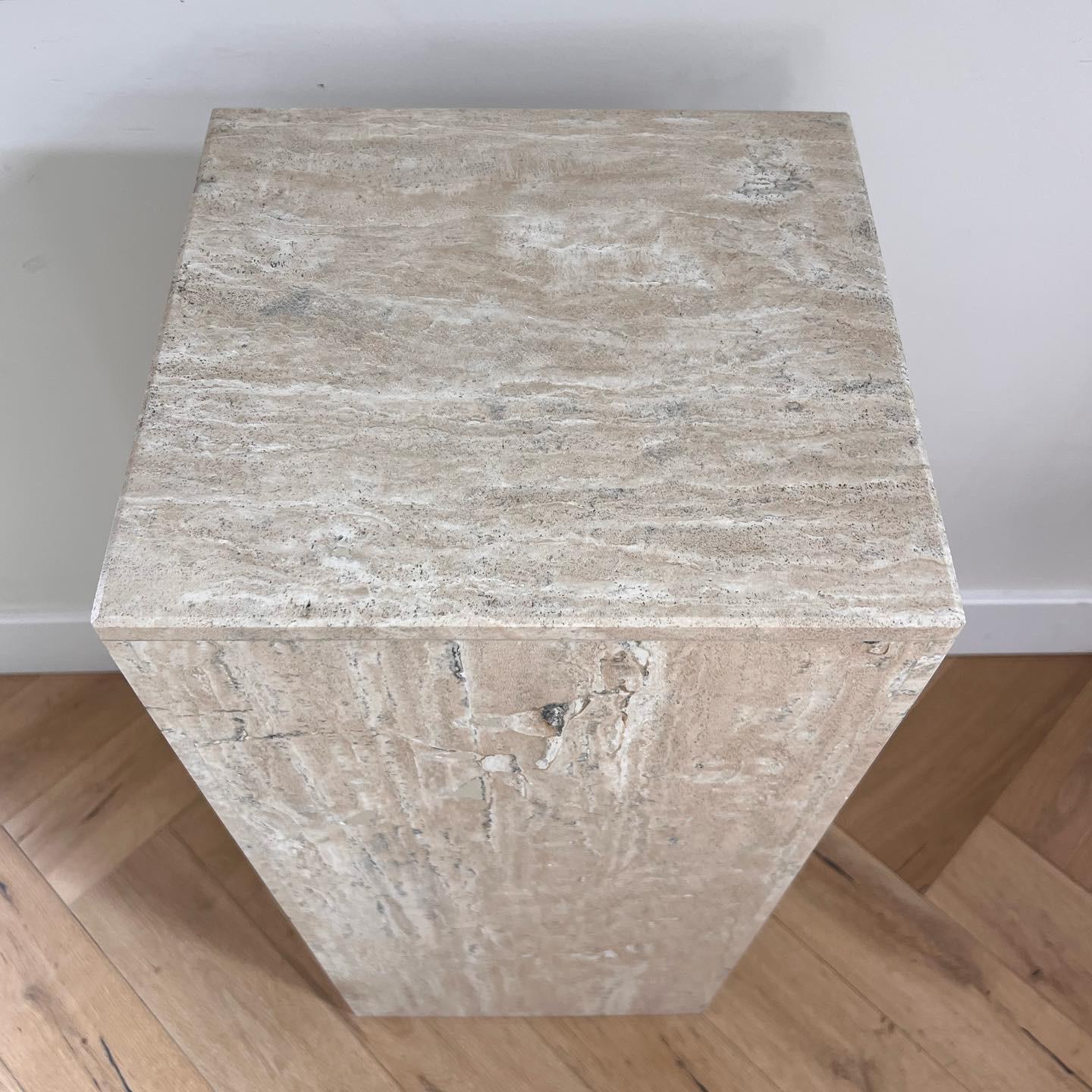 Vintage Italian Modernist Travertine Pedestal, Early 1970s For Sale at ...