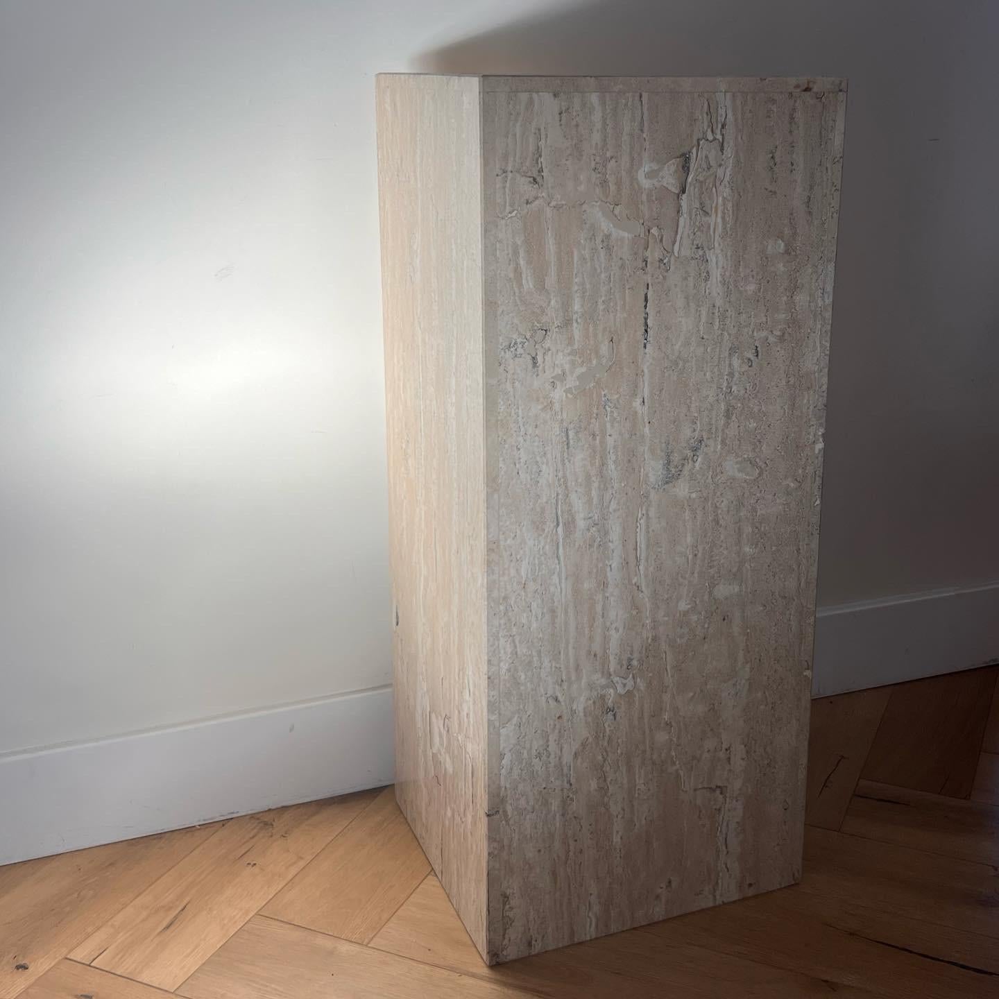 Vintage Italian Modernist Travertine Pedestal, Early 1970s For Sale at ...