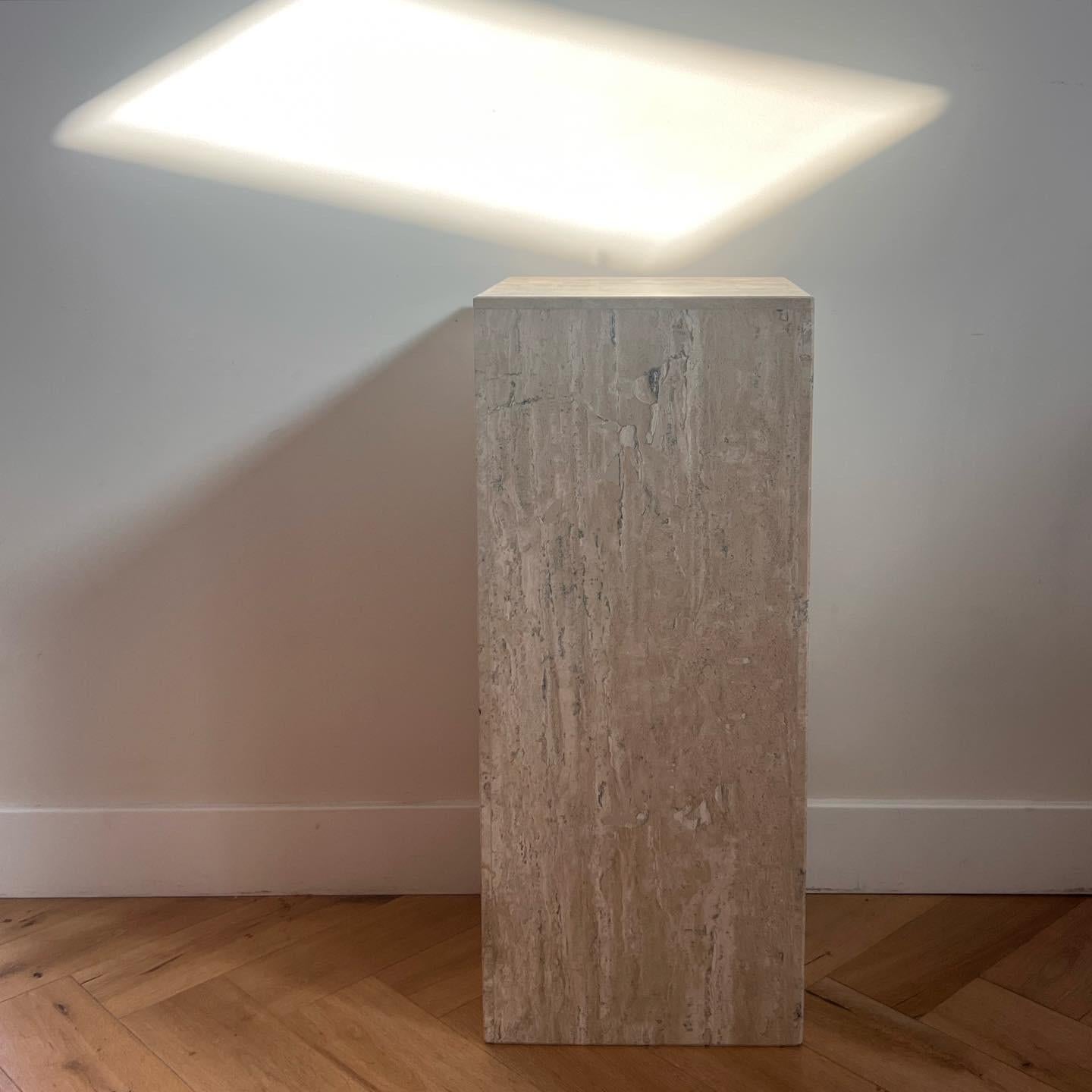 Vintage Italian Modernist Travertine Pedestal, Early 1970s For Sale at ...