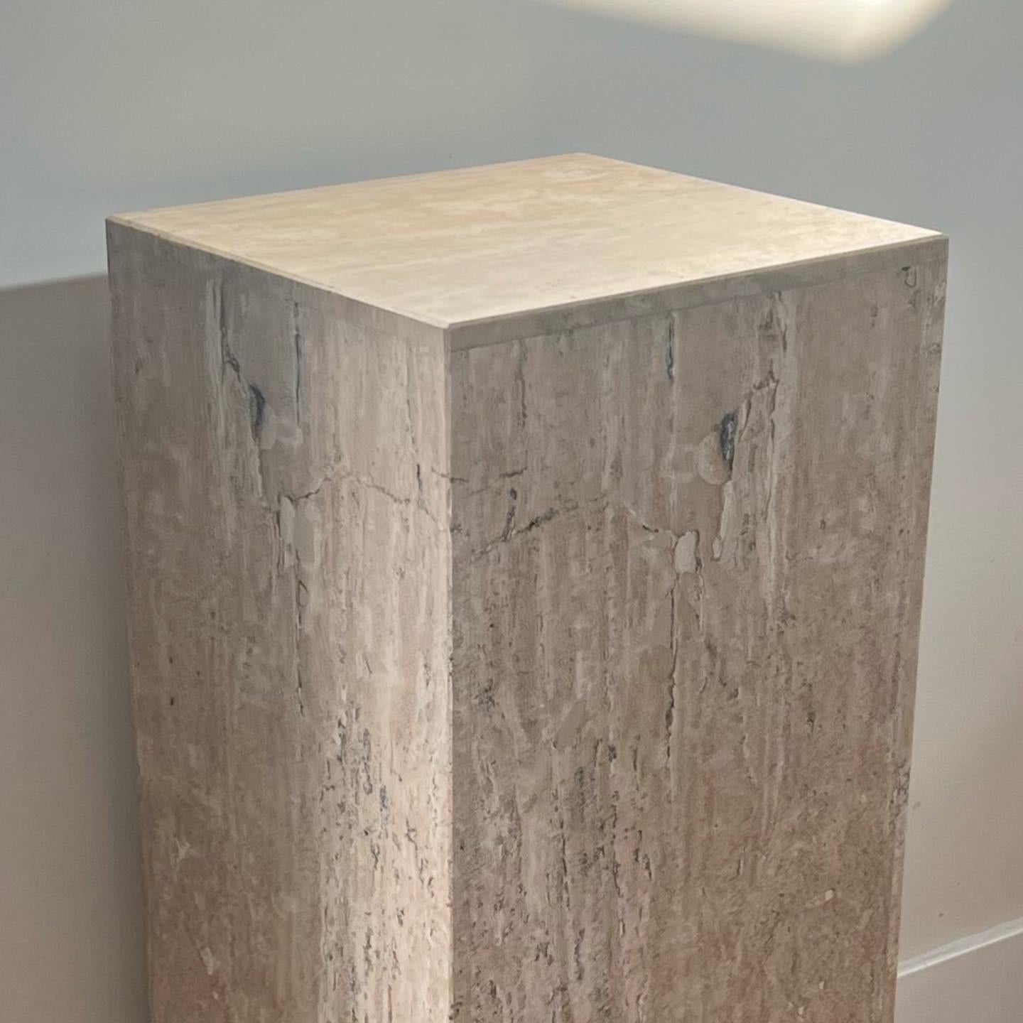 Vintage Italian Modernist Travertine Pedestal, Early 1970s For Sale at ...