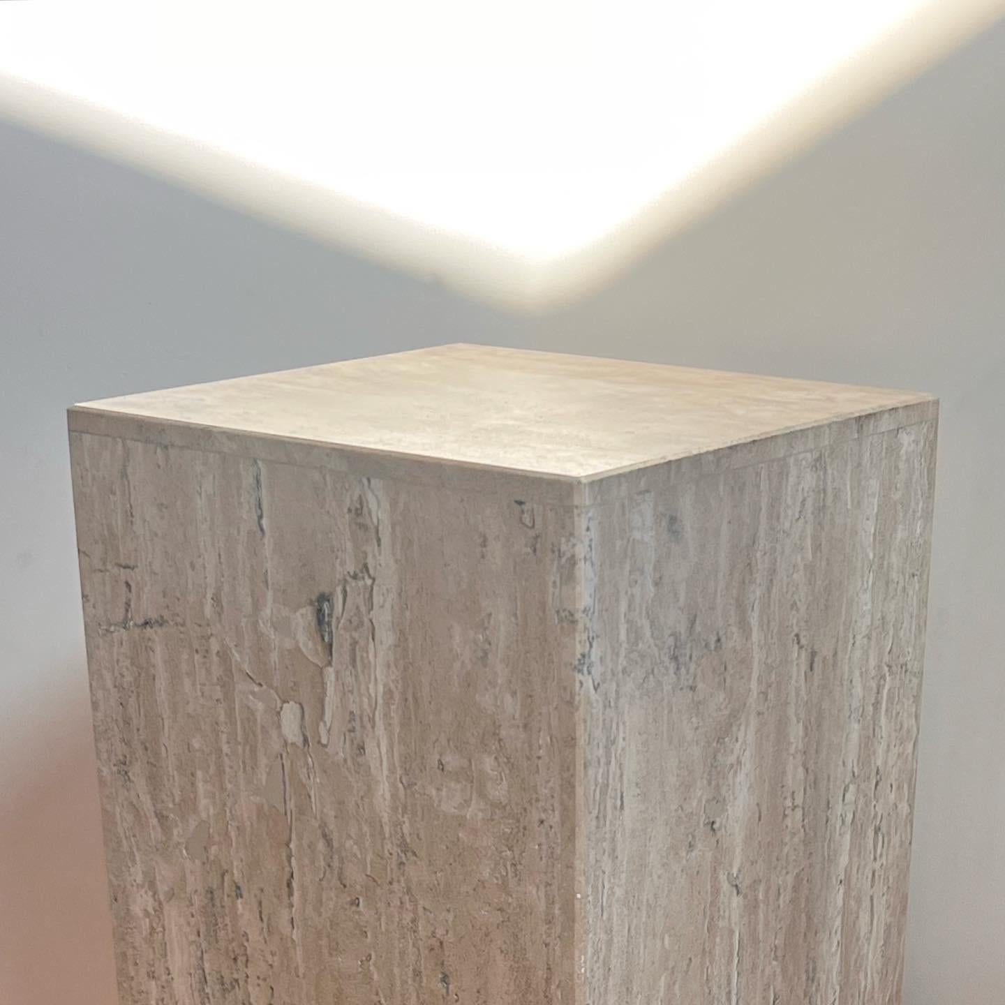 Vintage Italian Modernist Travertine Pedestal, Early 1970s For Sale at ...