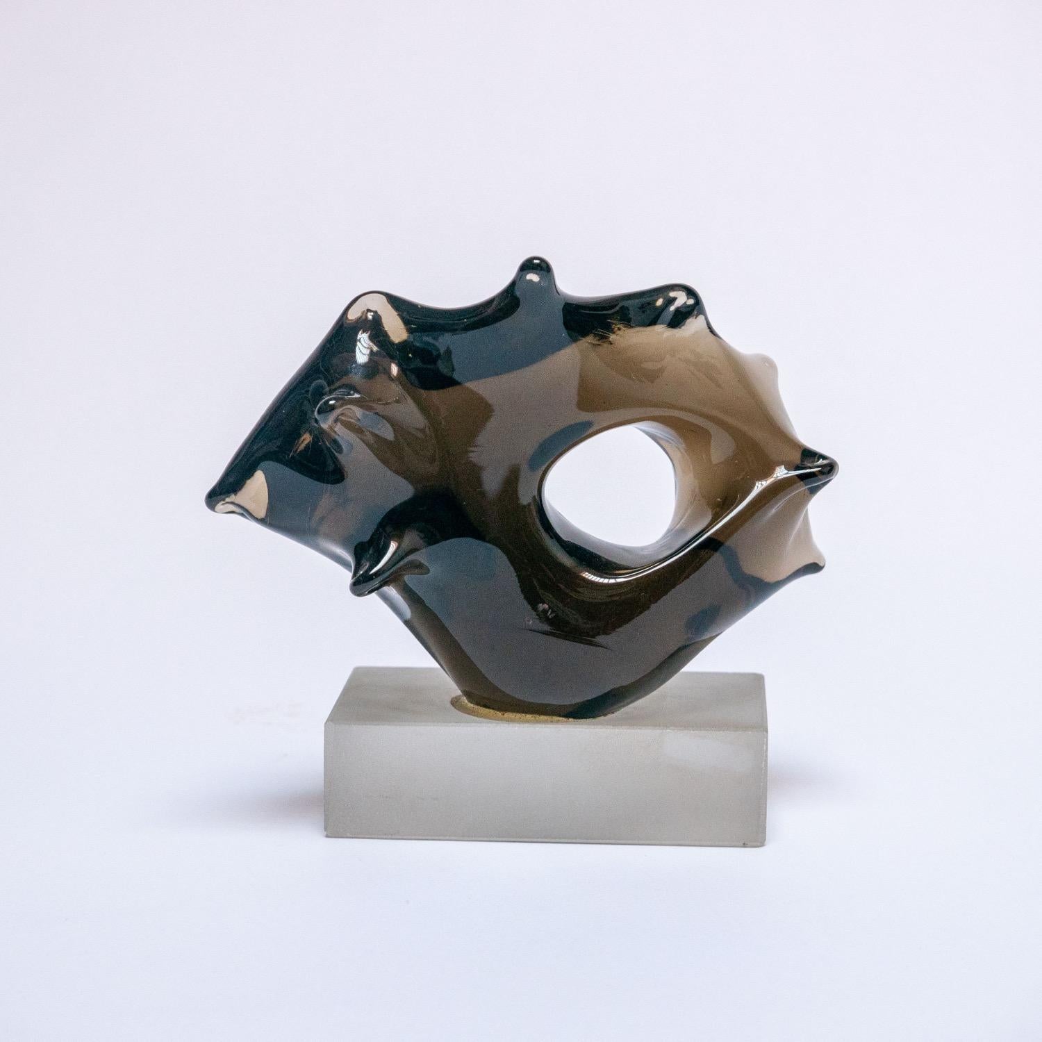 Vintage Italian Murano glass abstract sculpture in Black - Modern Art ...